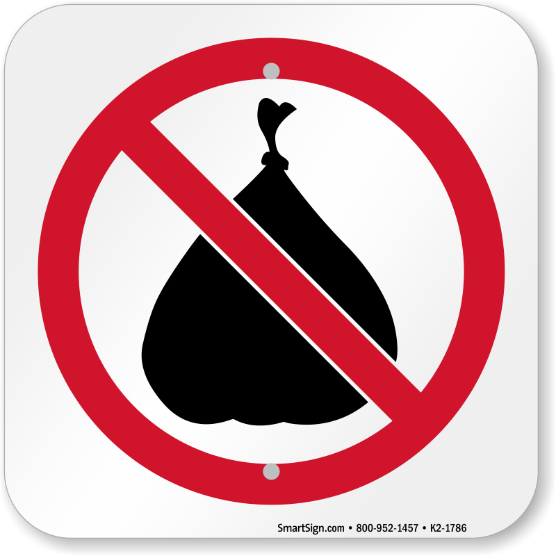 No Trash Prohibition Symbol Sign SKU K2 1786